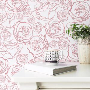 safiyya pink floral wallpaper peel and stick wallpaper pink and white contact paper rose removable wallpaper peel and stick wallpaper boho wallpaper for bedroom 118'' × 17.3''