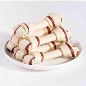 urbanx rawhide free dog bones, 4" real chicken wrapped dog chew bones for bullador and other large mixed breed dogs training treats - 7 count