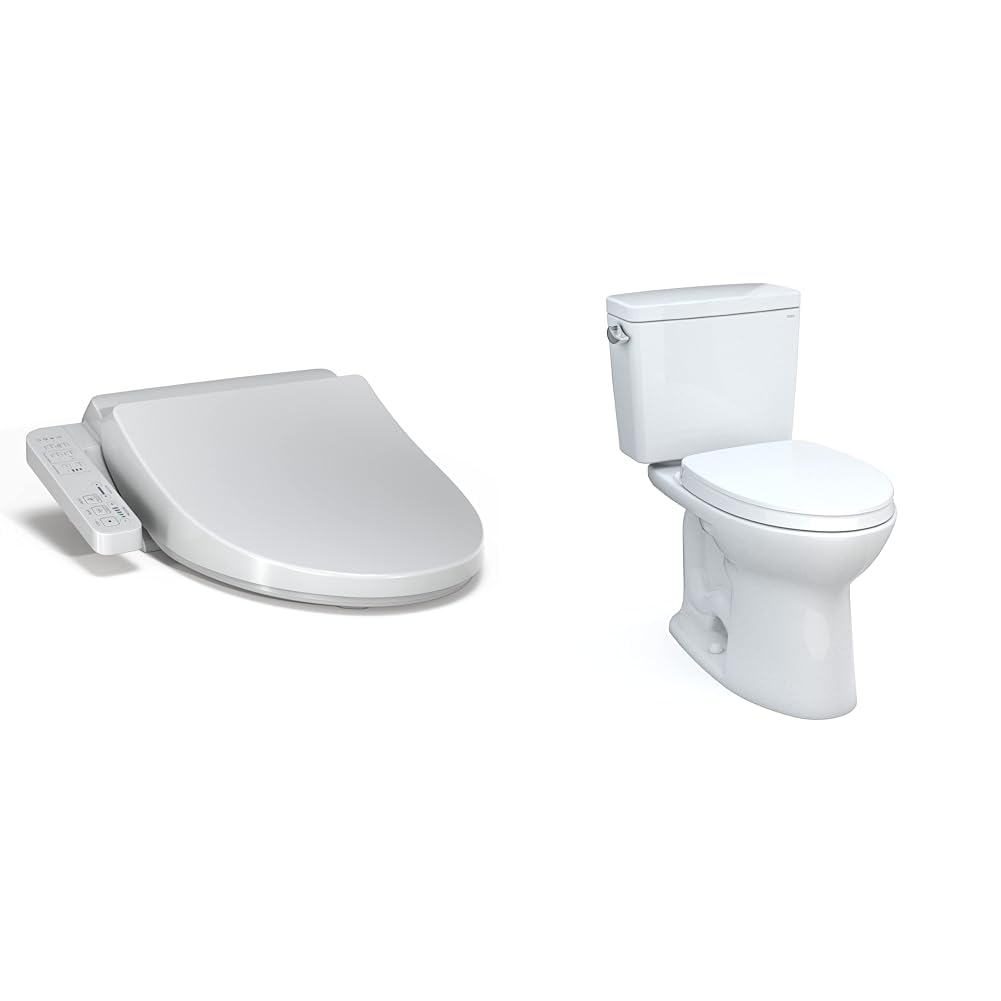 TOTO WASHLET A2 Elongated Bidet Toilet Seat Bundle with Drake Elongated Toilet with TORNADO FLUSH and SoftClose Seat