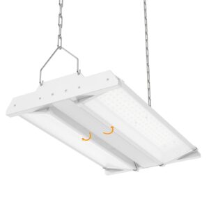 demilare led linear high bay light 150w/130w/100w switchable 4000k/5000k selectable high bay shop lights 135lm/w rotatable hanging cetl/dlc listed commercial lighting for workshop, garage, supermarket