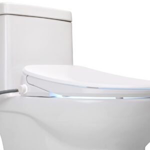 ALPHA BIDET JX2 Elongated Bidet Toilet Seat Bundle with UX Pearl Elongated Bidet Toilet Seat, Endless Warm Water, LED Nightlight, Stainless Steel Nozzle