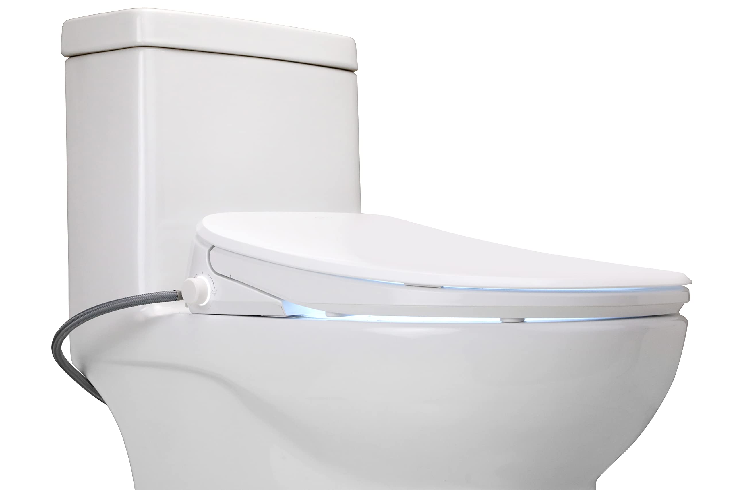 ALPHA BIDET JX2 Elongated Bidet Toilet Seat Bundle with UX Pearl Elongated Bidet Toilet Seat, Endless Warm Water, LED Nightlight, Stainless Steel Nozzle