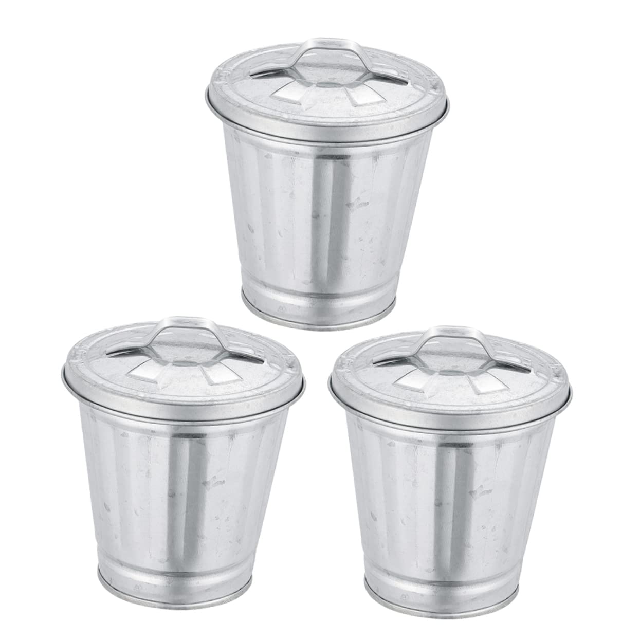 GAROZATION 3pcs Trash Can Flowerpot with Lids Desktop Waste Bin Countertop Trash Can Flowerpots for Home Office Kitchen Decor