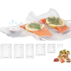 Vacuum Seal Bags for Food, Reusable Freezer Vacuum Storage Bags, Vacuum Food Saver Bags for Vacuum Sealer Hand held | Enhanced Air Valve, Easy Vacuum, Less Waste, Keep Fresh (20pcs pack)