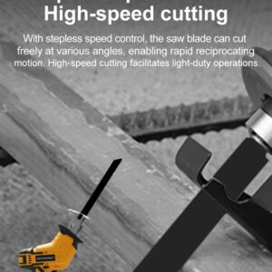 Cordless Reciprocating Saw, 2.0Ah Battery x2, Cordless Variable Speed, Blades Kit for Wood/Metal/PVC Cutting Yellow