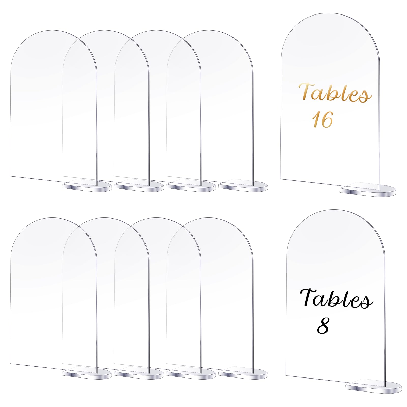 10 Sets Arch Acrylic Table Sign Clear Arch Acrylic Sign with Stand 3.7 X 5.6 Inch Blank Diy Acrylic Arch Sign Blank Wedding Table Signs for Wedding Table Numbers Menu Signs Bar List Sign