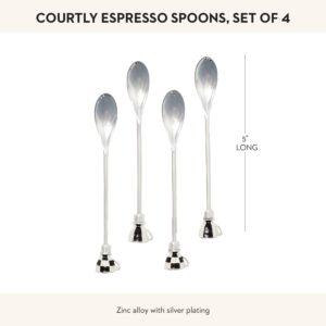 MACKENZIE-CHILDS Espresso Spoon Set, Cute Coffee Spoons and Teaspoons, Set of 4, Black-and-White Courtly