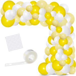 yellow white balloon arch garland kit - pastel yellow balloon arch, yellow and white balloons silver confetti balloons for wedding sunflower baby shower anniversary bridal shower birthday party decors