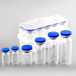 Ehoycq 2ml Sealed Vials with Self Healing Injection Port and Plastic-Aluminum Flip Caps,Glass Empty Vials for Injection 10 Pack