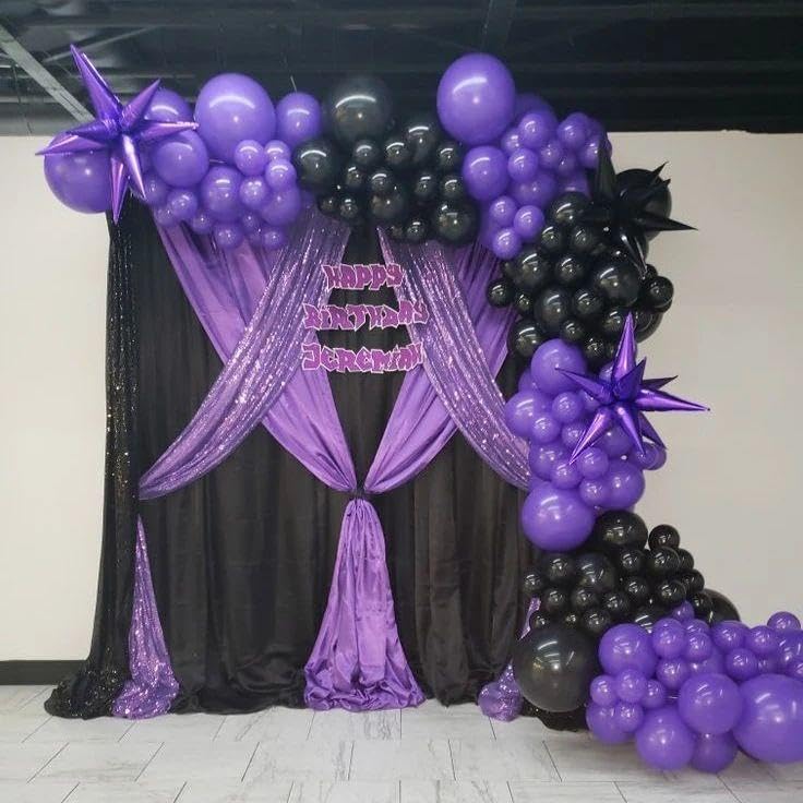 ADOINBY Black Balloon Arch Kit, 143Pcs Matte Black Latex Balloon Garland kit, 18 12 10 5 Inch Different Size Balloons for Birthday Graduation Anniversary New Year Holiday Party Decorations