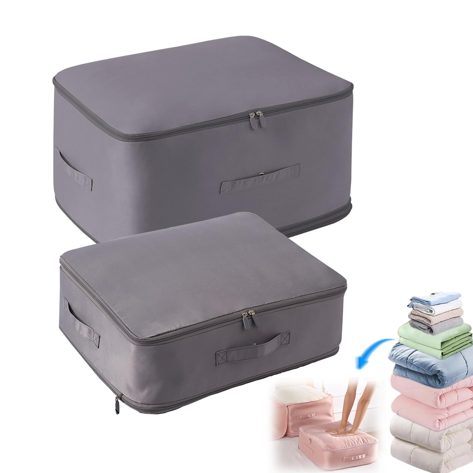 Ultra Space Saving Self Compression Organizer, Compression Storage Bags for Clothes, Quilt Compression Bags for Storage, Storage bags with Zipper, Duvet Storage Bag Large Capacity Organizer Bag