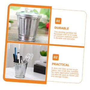 GAROZATION 3pcs Trash Can Flowerpot with Lids Desktop Waste Bin Countertop Trash Can Flowerpots for Home Office Kitchen Decor