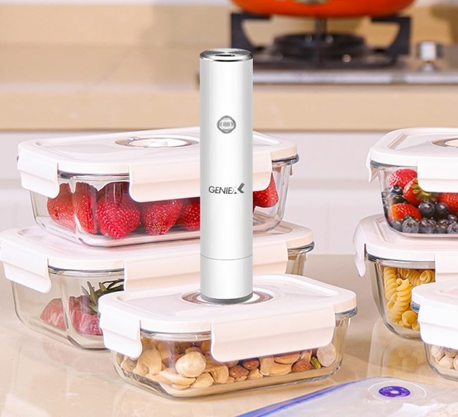 Handheld Vacuum Sealer for Food Storage, Rechargeable Vacuum Sealer Pump for Reuseable Food Saver Vac Bags & Food Containers with Vacuum Seal (Bags and Containers sold separately)