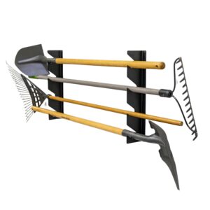 shed tool organizer wall mount, garage organization, garden tool organizer for shovels and rakes, solid steel holds 100 lbs, storeyourboard