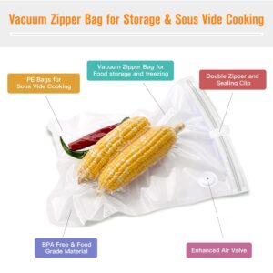 Vacuum Seal Bags for Food, Reusable Freezer Vacuum Storage Bags, Vacuum Food Saver Bags for Vacuum Sealer Hand held | Enhanced Air Valve, Easy Vacuum, Less Waste, Keep Fresh (20pcs pack)