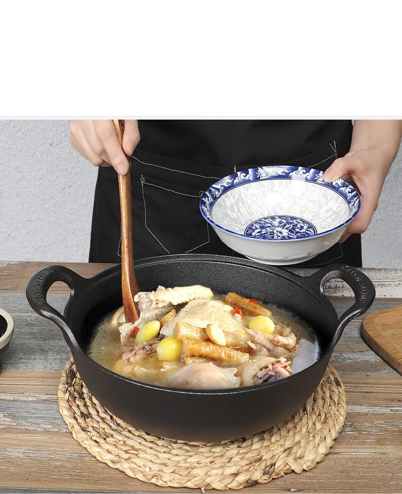 VONOTO Cast Iron Wok with Handles, Pre-seasoned Cast Iron Grilling Wok, Use in the Oven, on the Stove, or on the Grill (8 inch)