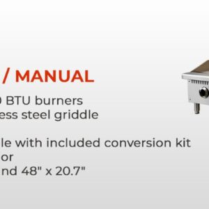 Inferno Blaze IB-CTG-36M 36” Wide Countertop Commercial Griddle with Manual Controls 90,000 BTU - CSA Certified, Stainless Steel Exterior Flat Cooking Griddle - Perfect for Commercial Kitchens