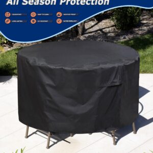 Round Patio Furniture Covers, 74" Dia Outdoor Furniture Covers, Waterproof Outdoor Table Cover, Fire Pit Cover Outdoor Round Table Dining Set Cover Anti-Fading Cover for Outdoor Furniture Set