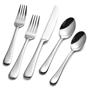 silverware set for 4,20 piece heavy duty stainless steel flatware set,mirror polished cutlery set,perfect for family gatherings,weddings.dinner fork knife spoon eating tableware set for home