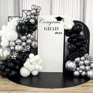 ADOINBY Black Balloon Arch Kit, 143Pcs Matte Black Latex Balloon Garland kit, 18 12 10 5 Inch Different Size Balloons for Birthday Graduation Anniversary New Year Holiday Party Decorations