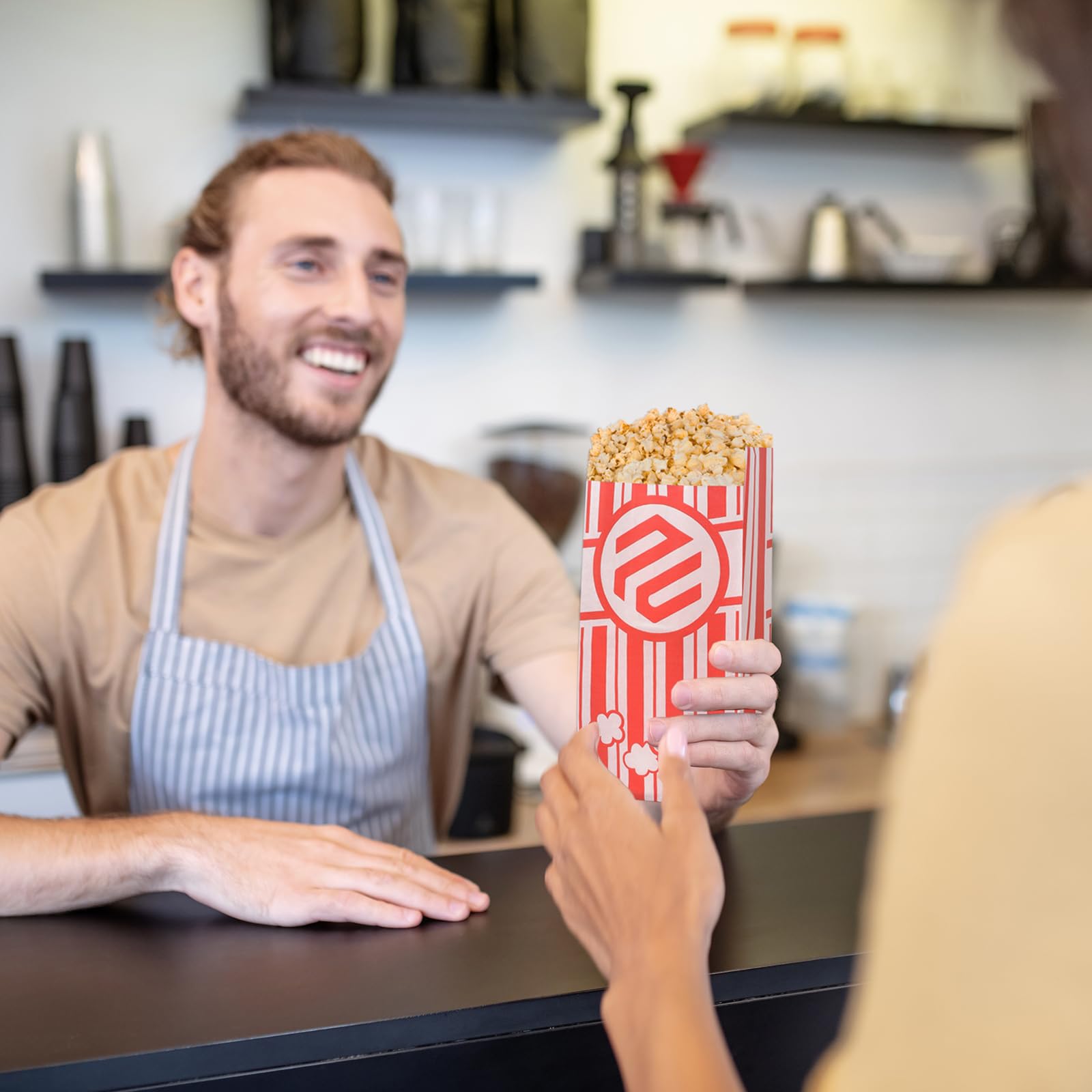 300 PCS Paper Popcorn Bags 1oz - Bulk Pack Compact Red & White Striped Snack Bags for Schools, Medium Events | Food Containers for Kernels, Nuts, Individual Servings, Concessions