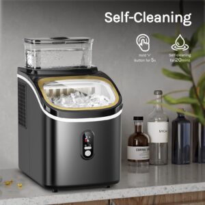 LHRIVER Countertop Ice Makers, Portable Ice Machine Maker with Detachable Water Tank, 35Lbs/Day, 16Pcs/5Mins, 24H Timer, Self-Cleaning Ice Cube Maker, Small Ice Maker for Home, Office, Party (Black)