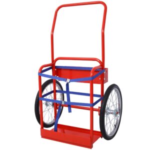 large dual oxygen tank cart dolly double welding cylinder cart full range optimize welding transport,20" pneumatic wheels includes two fastening beltseasily maneuvered