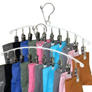 niiviin legging organizer for closet hanging – high strength 10-clip rubber coated stainless steel, legging hanger for jeans, skirts, shorts, yoga pants hanger, multi pants hanger, value pack of 2