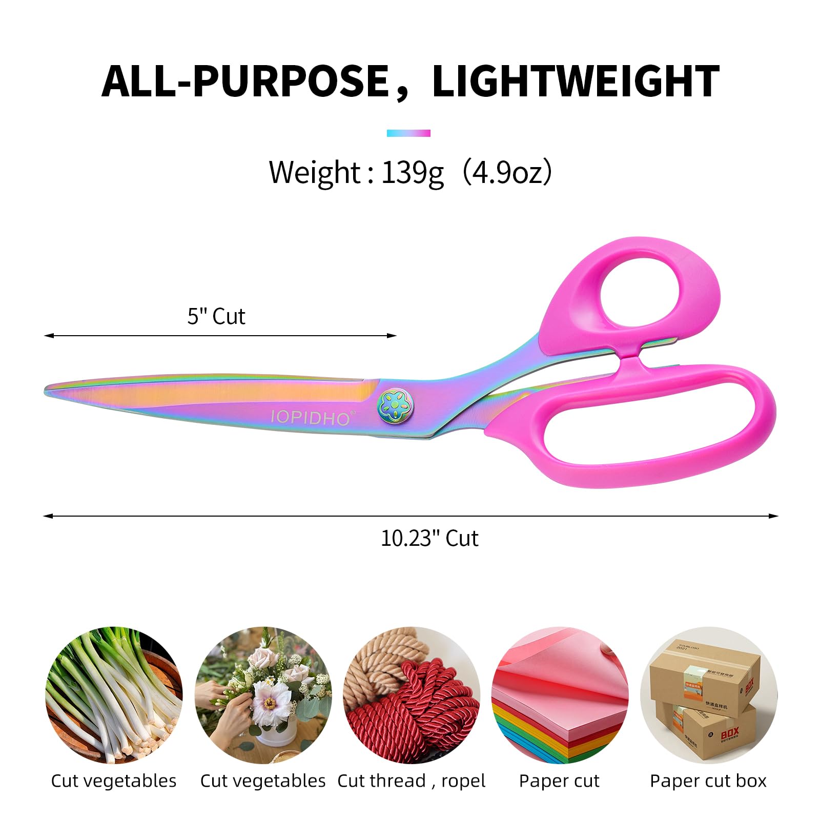 Fabric Scissors Stainless Steel Multi-Purpose Scissors with Professional Titanium Coating forfor cutting clothes Leather Sewing Home and Office, 10 in.