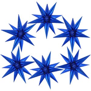 72 pcs star balloons foil explosion balloons magic 12 point star cone balloons large for birthday wedding anniversary graduation halloween party decorations backdrops (blue)