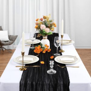 Heneger 6 Pack Black Cheesecloth Table Runner 10Ft Gauze Cheese Cloth Table Runner 35x120 Inch Boho Sheer Rustic Fabric Runner for Party Bridal Baby Shower Wedding Table Decoration