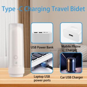 Portable Bidet for Travel, High Pressure USB Rechargeable Handheld Bidet with 3 Spray Modes, Electric Water Sprayer Toilet for Men and Women, Personal Hygiene and Postpartum Care 180ML White