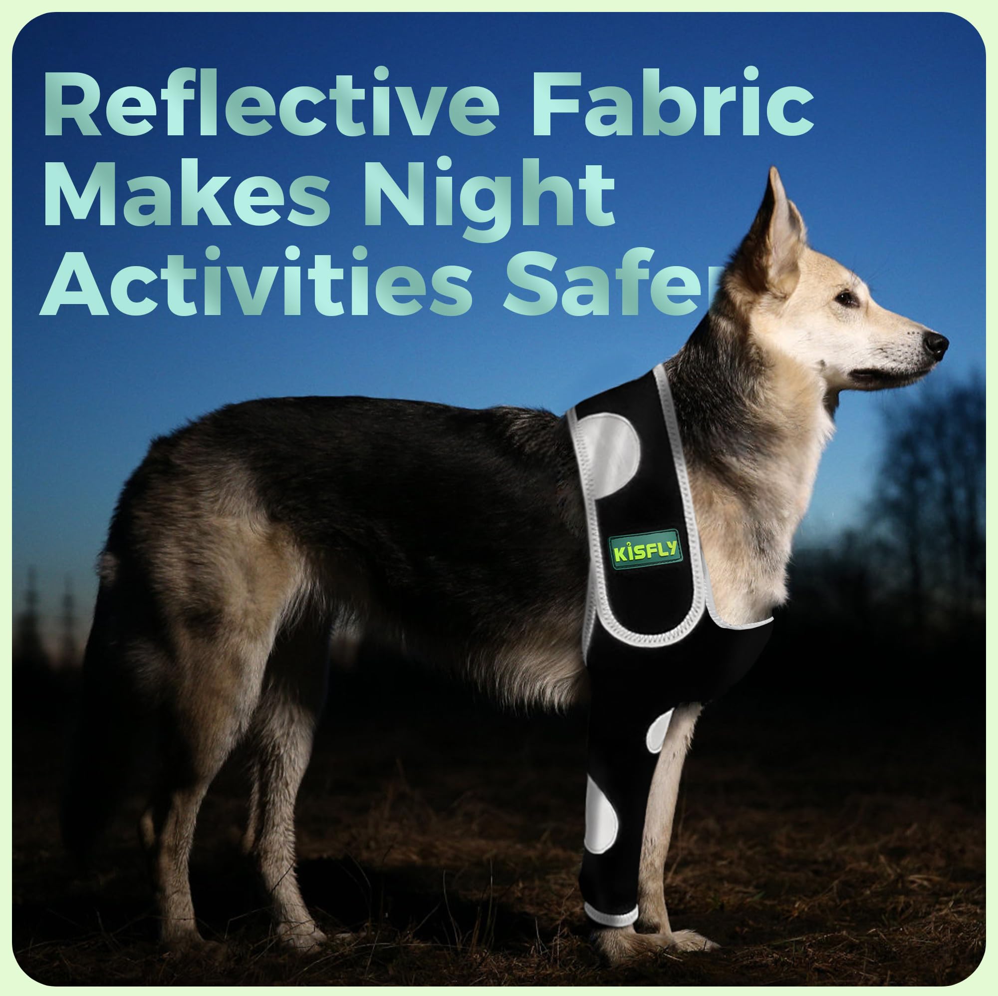 KISFLY Dog Elbow Brace Prevents Elbow Hygroma, Elbow Calluses, Arthritis, Dysplasia and Pressure Sores, with Reflective Material Makes Night Activities Safer- Right Leg L