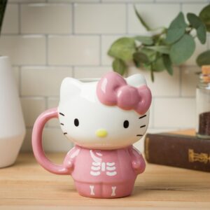 Silver Buffalo Sanrio Hello Kitty Halloween Spooky Pink Skeleton Costume Ceramic 3D Sculpted Mug, 20 Ounces