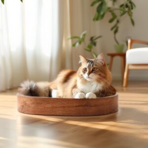 ComSaf Cat Scratching Board - Cat Scratcher for Indoor Cats, Cardboard Cat Scratch Pad Oval Cat Scratcher Bed for Kitten, Durable Cat Scratcher Bowl Circle, Furniture Protector from Cat Claws