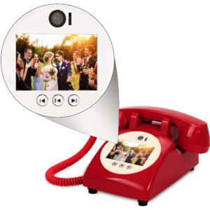 fiayacom video audio guest book,1080p hd video phone guestbook, record preserve your special occasions, ideal for wedding bridal shower, birthday, graduations, baby shower(red)