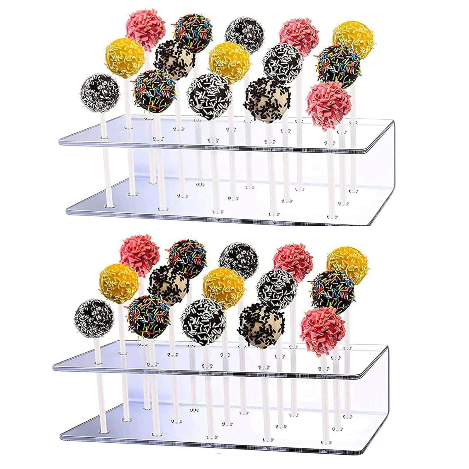 Yanuazio 2 Packs Cake Pop Stand, 15 Holes Lollipop Display Stand, Acrylic Clear Cake Pop Display Holder, Cakepopsical Stand for Weddings, Baby Showers, Birthday, Party (2PCS)