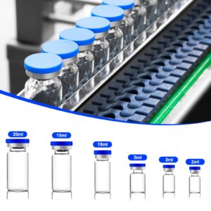 Ehoycq 2ml Sealed Vials with Self Healing Injection Port and Plastic-Aluminum Flip Caps,Glass Empty Vials for Injection 10 Pack