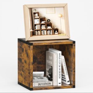 qialino cube storage organizer can be connected in pairs, storage bin suitable for closet organizers and storage, clothes storage, bookcase, display shelf (rustic brown, 10.39 * 10.39")