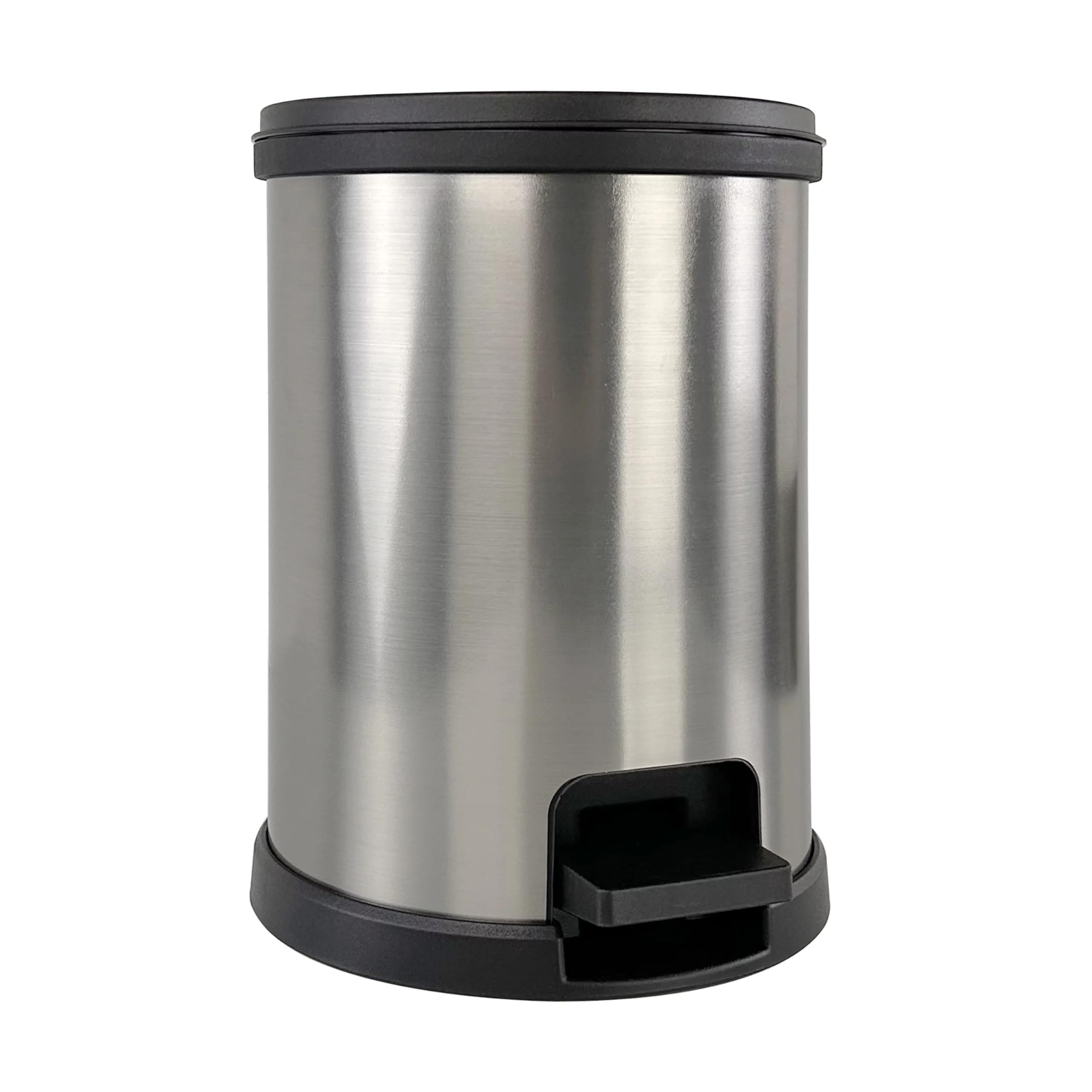 DqOasd 1.5 Gallon Trash Can. Plastic Round Step Bathroom Trash Can, Silver Simple Modern Style,Suitable for Home and Office