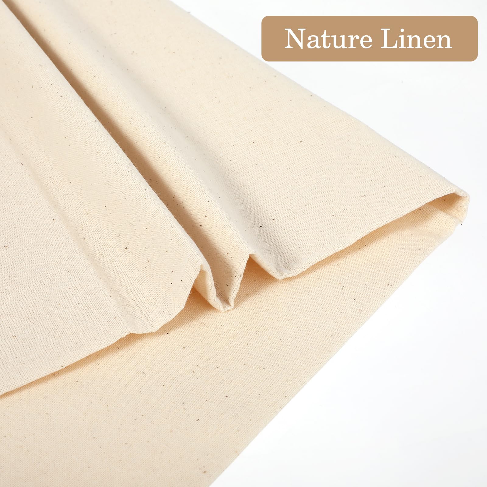 Nature Linen Needlework Fabric 100% Cotton Muslin Fabric, 63x19 Inch Plain Solid Colour Linen Fabric Cloth Cotton Fabric Bleached Natural Unbleached for Sewing Clothing and Handicraft Production