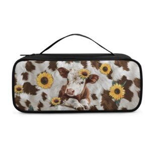 sepetwhos sunflower cow stethoscope carrying case large stethoscope holderwith mesh pockets portable hard organizer storage bag stethoscope accessories