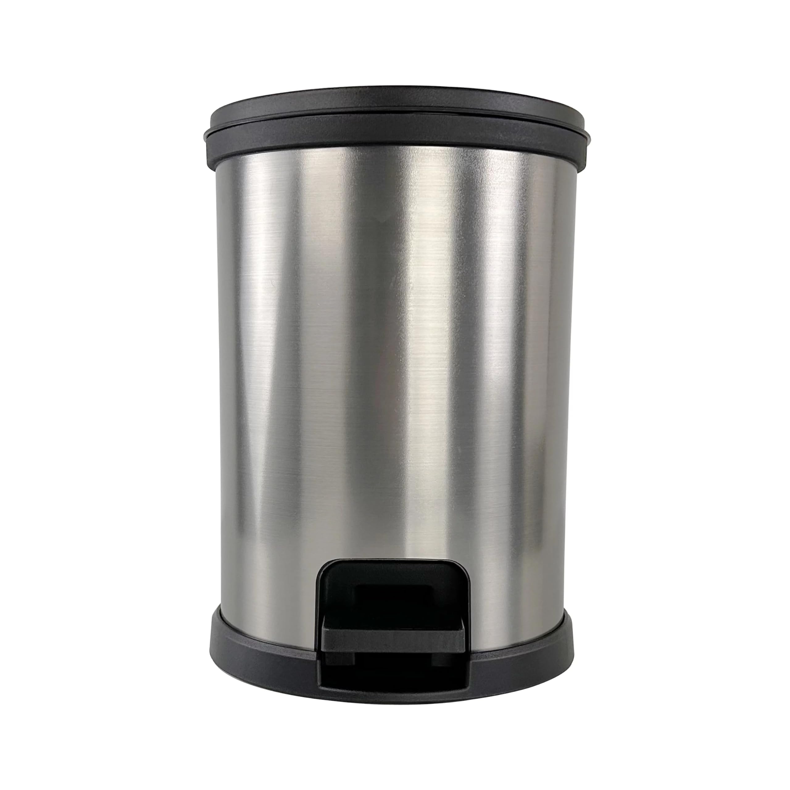 DqOasd 1.5 Gallon Trash Can. Plastic Round Step Bathroom Trash Can, Silver Simple Modern Style,Suitable for Home and Office