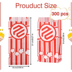 300 PCS Paper Popcorn Bags 1oz - Bulk Pack Compact Red & White Striped Snack Bags for Schools, Medium Events | Food Containers for Kernels, Nuts, Individual Servings, Concessions