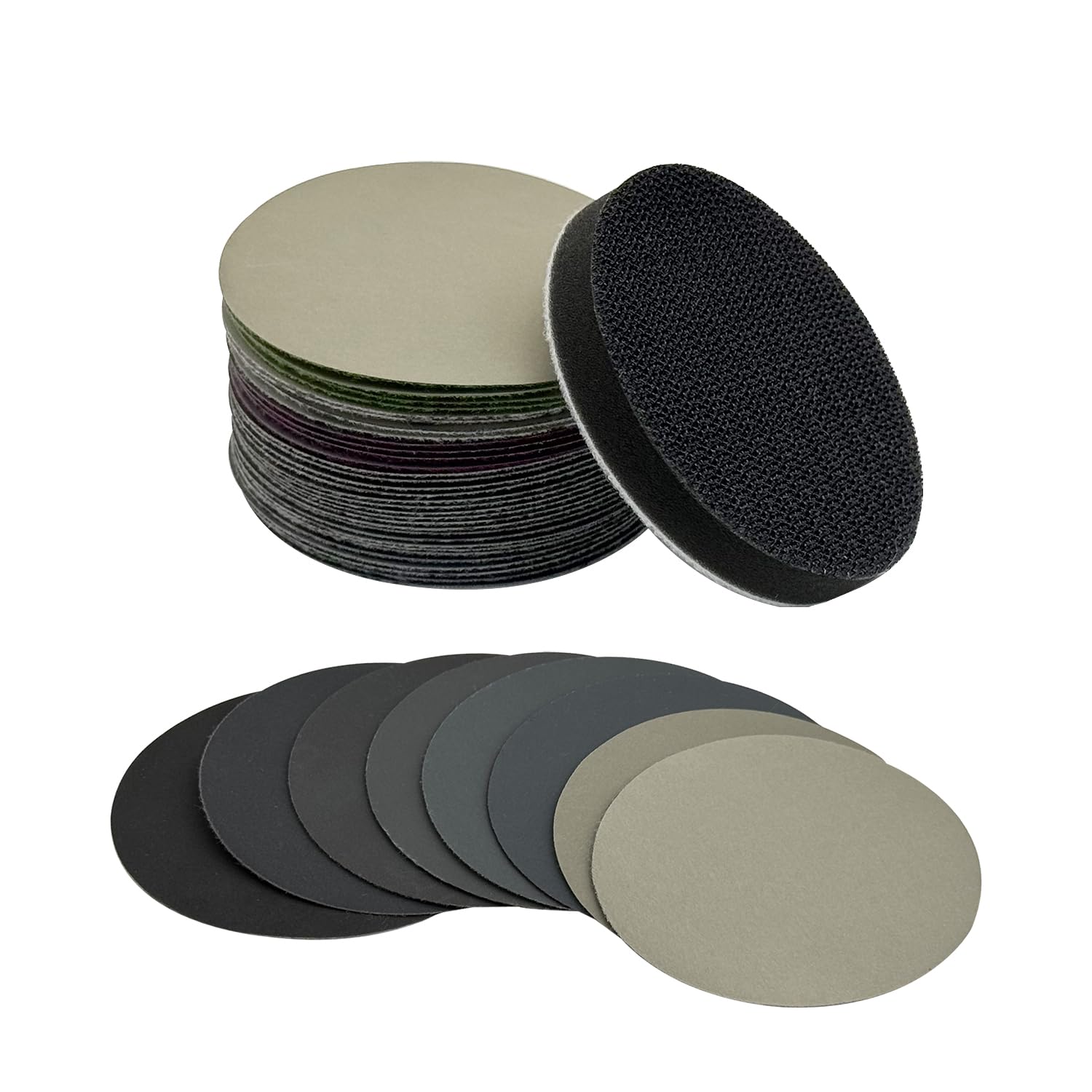 3 Inch Sanding Discs, 600-5000 Grit Premium Silicon Carbide Sandpaper with 1 Interface Pad, 40pcs Wet Dry Hook and Loop Sand Paper for Wood Metal or Auto