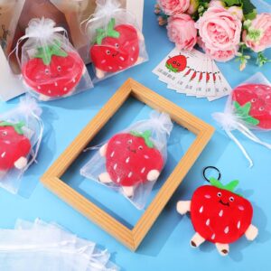 JellyArch 36 Pcs Employee Appreciation Gifts Bulk Fruit Keychain Positive Puns Card Organza Bags Coworker Thank You Gift(Strawberry Keychain)