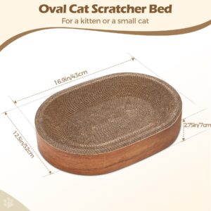 ComSaf Cat Scratching Board - Cat Scratcher for Indoor Cats, Cardboard Cat Scratch Pad Oval Cat Scratcher Bed for Kitten, Durable Cat Scratcher Bowl Circle, Furniture Protector from Cat Claws