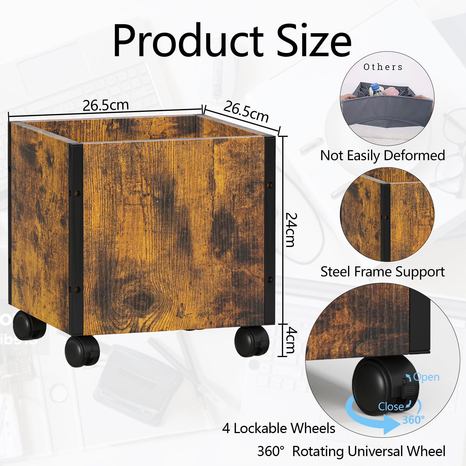 Storage Cube with Wheels Can be Connected in Pairs, Stackable Storage Bin Suitable for Closet Organizers and Storage, Clothes Storage, Bookcase, Display Shelf (Rustic Brown, 10.39*10.39"+Wheels)