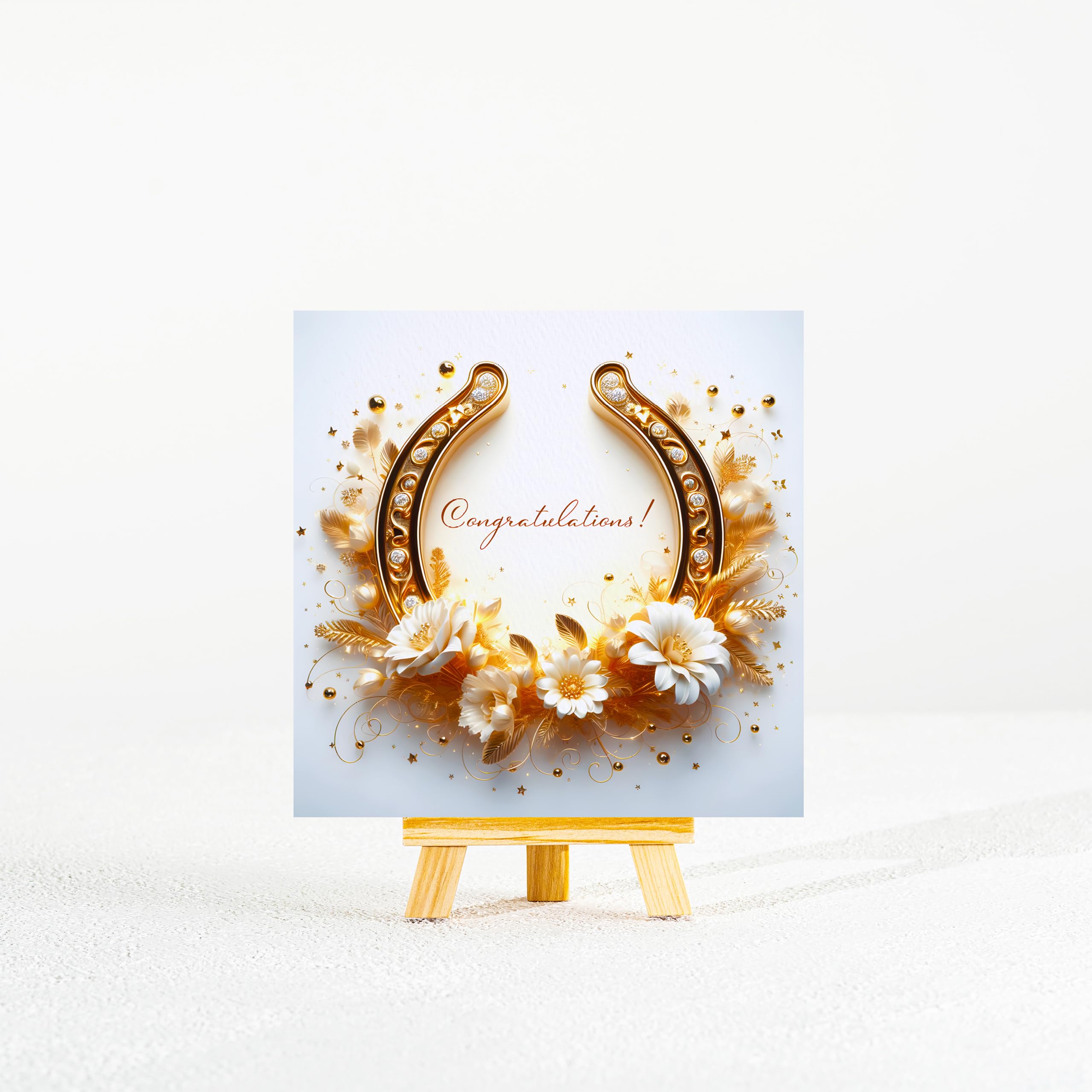 LOOREEARTS Elegant Wedding Card Congratulations Horseshoe – Wedding Cards for Bride and Groom, Perfect Bridal Shower - Couple Engaged - Happy Anniversary Cards - Wedding Shower Card