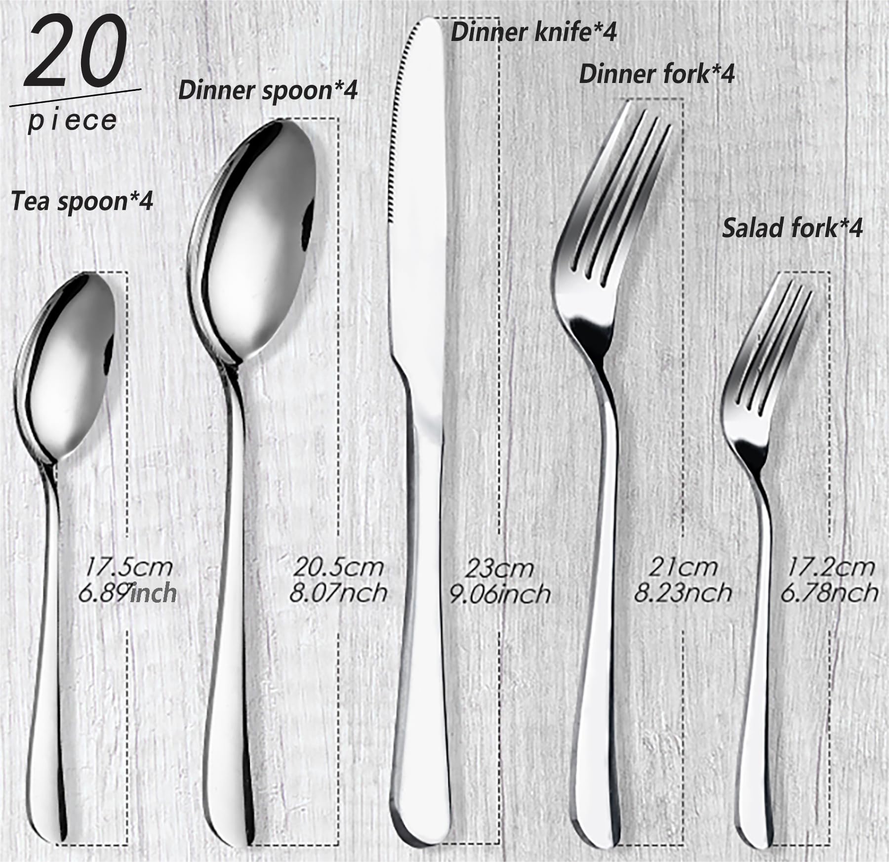 Silverware set for 4,20 Piece Heavy duty Stainless Steel Flatware Set,Mirror Polished Cutlery Set,Perfect for Family Gatherings,Weddings.Dinner Fork Knife Spoon Eating Tableware Set for Home